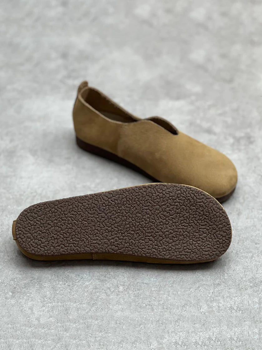 Women Casual Solid Genuine Leather Soft Flat Shoes – BUYKUD