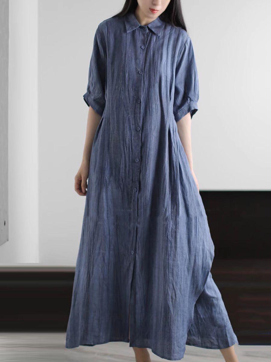 Plus Size Women Summer Artsy Pure Color Shirt Dress – BUYKUD