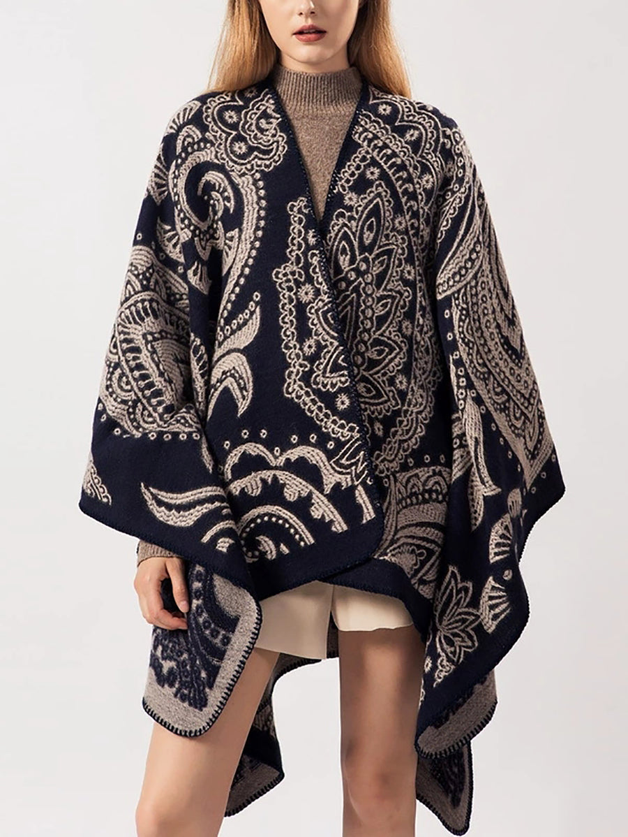 Women Winter Warm Flower Shawl Cloak – BUYKUD