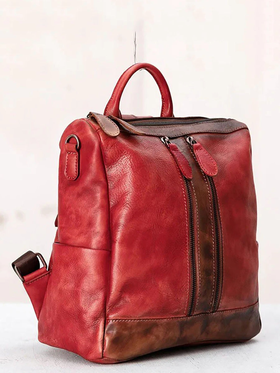 Casual Travel Color Matching Leather Backpack – BUYKUD