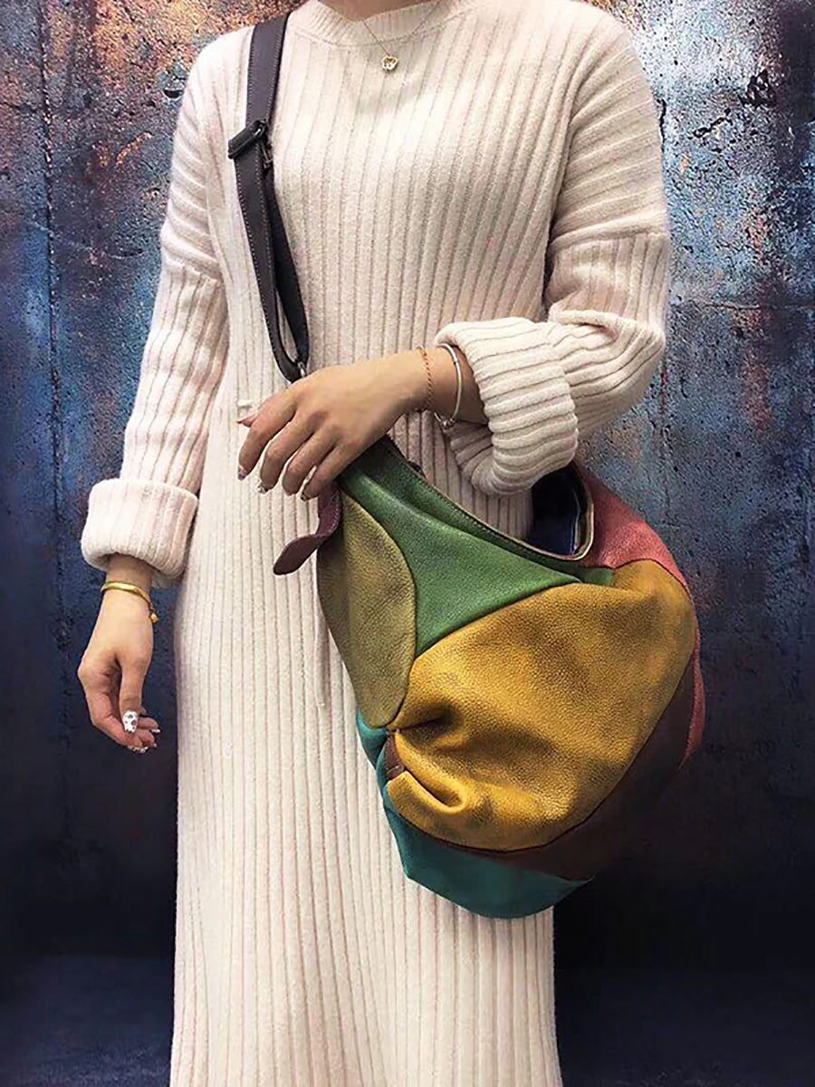 Buykud - Retro Contrast Color Leather Crossbody Bag – BUYKUD