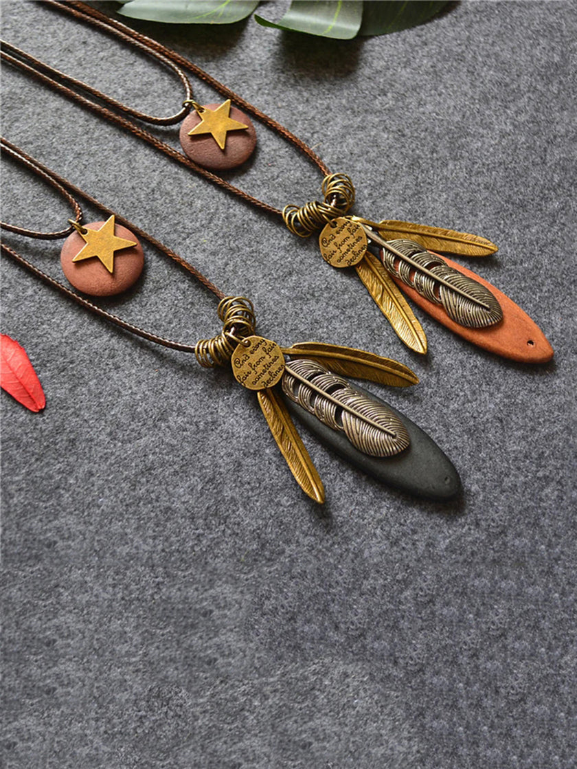 Wool Feathers Tassel Sweater Chain Necklace – BUYKUD