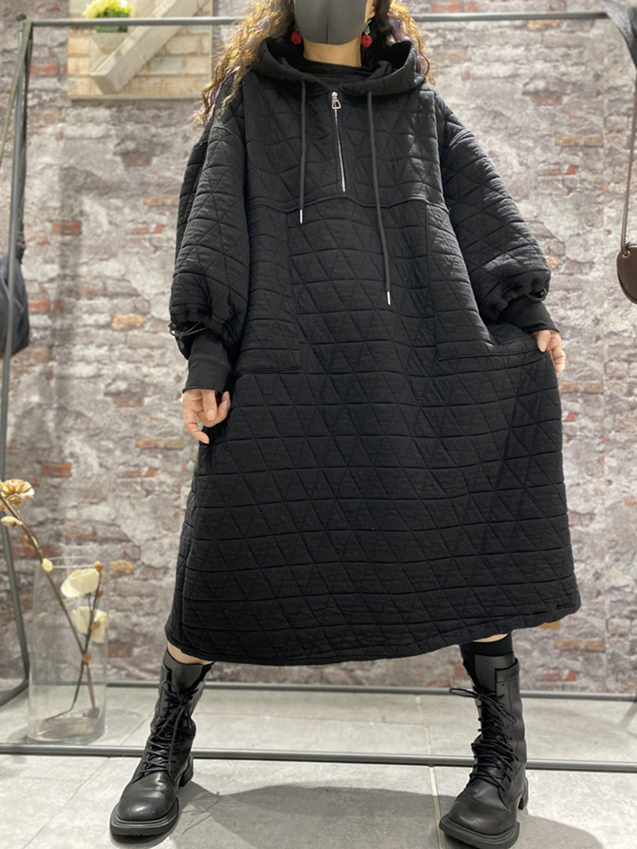 Plus Size Winter Women Wadded Clothes Hooded Dress – BUYKUD