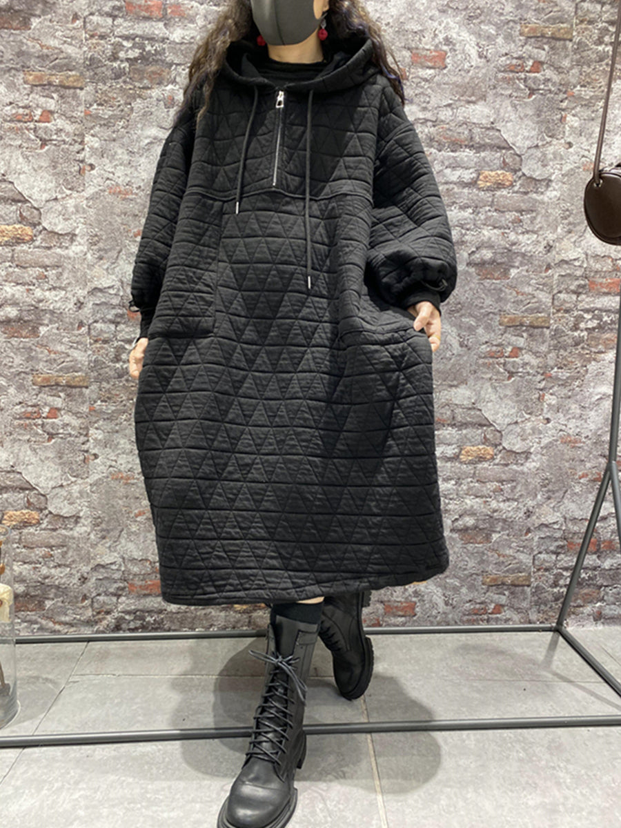 Plus Size Winter Women Wadded Clothes Hooded Dress – BUYKUD