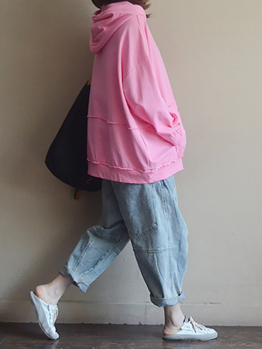 Plant Print 100% Cotton Hooded Spring Sweatshirt – BUYKUD